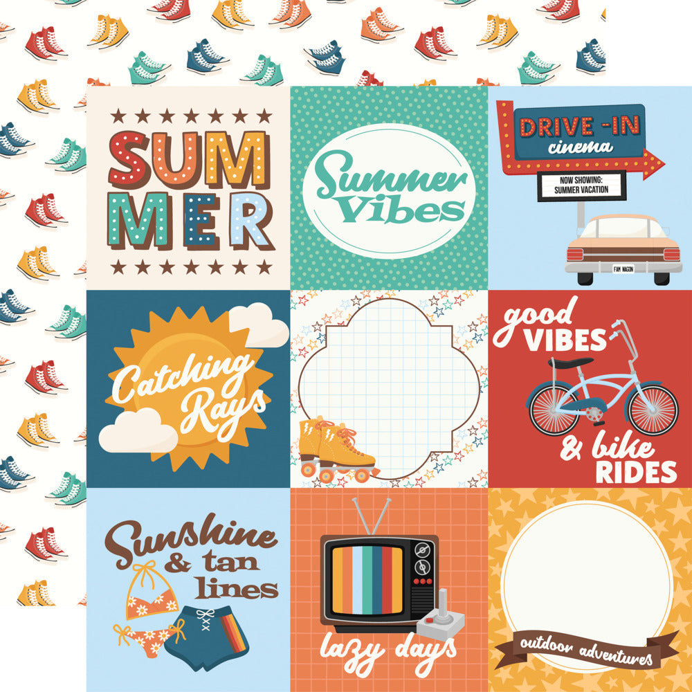 12X12 Patterned Paper, Summer Break - 4x4 Journaling Cards ...
