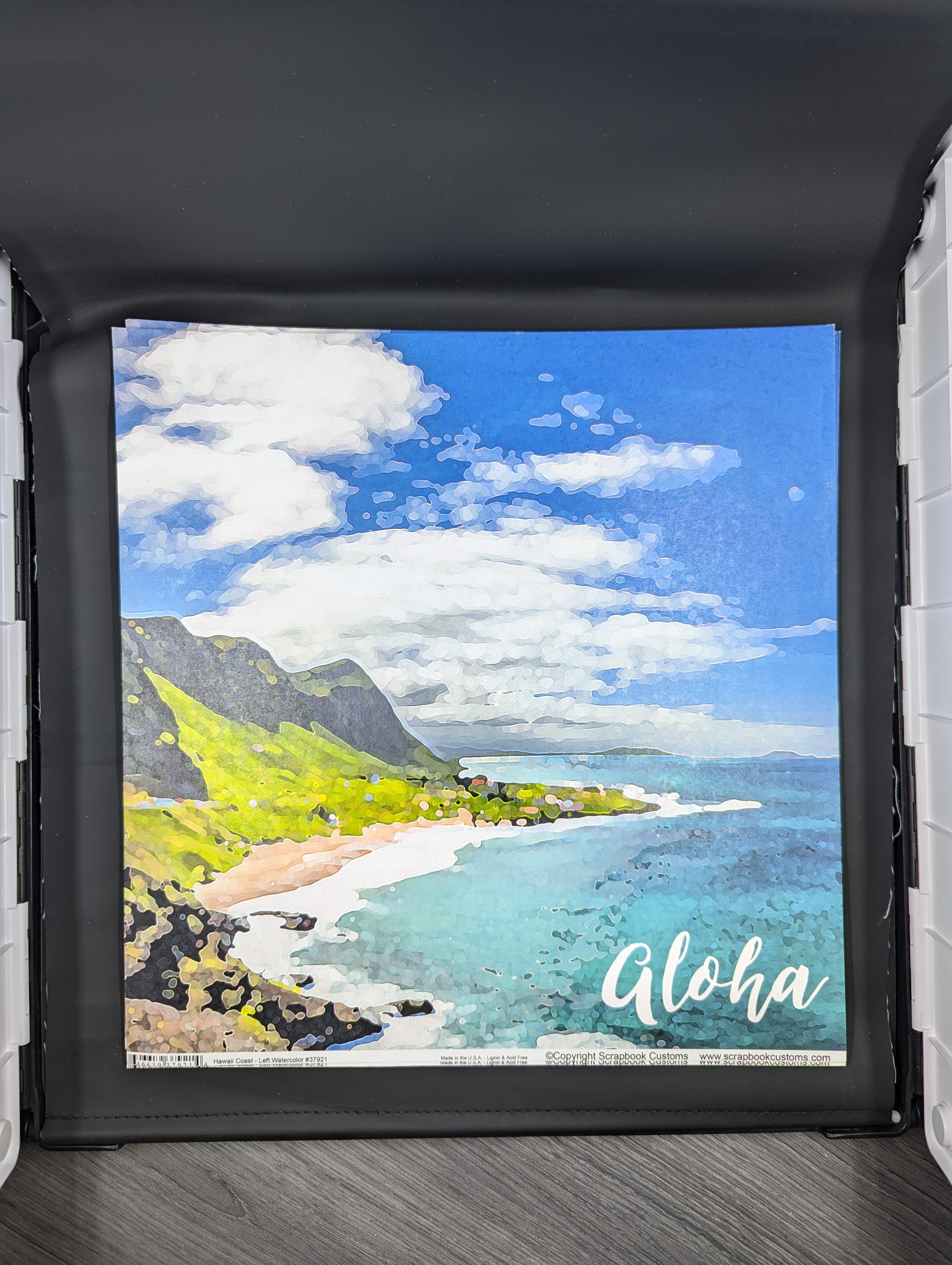 12x12 Hawaii coast watercolor – Scrapendipity Online