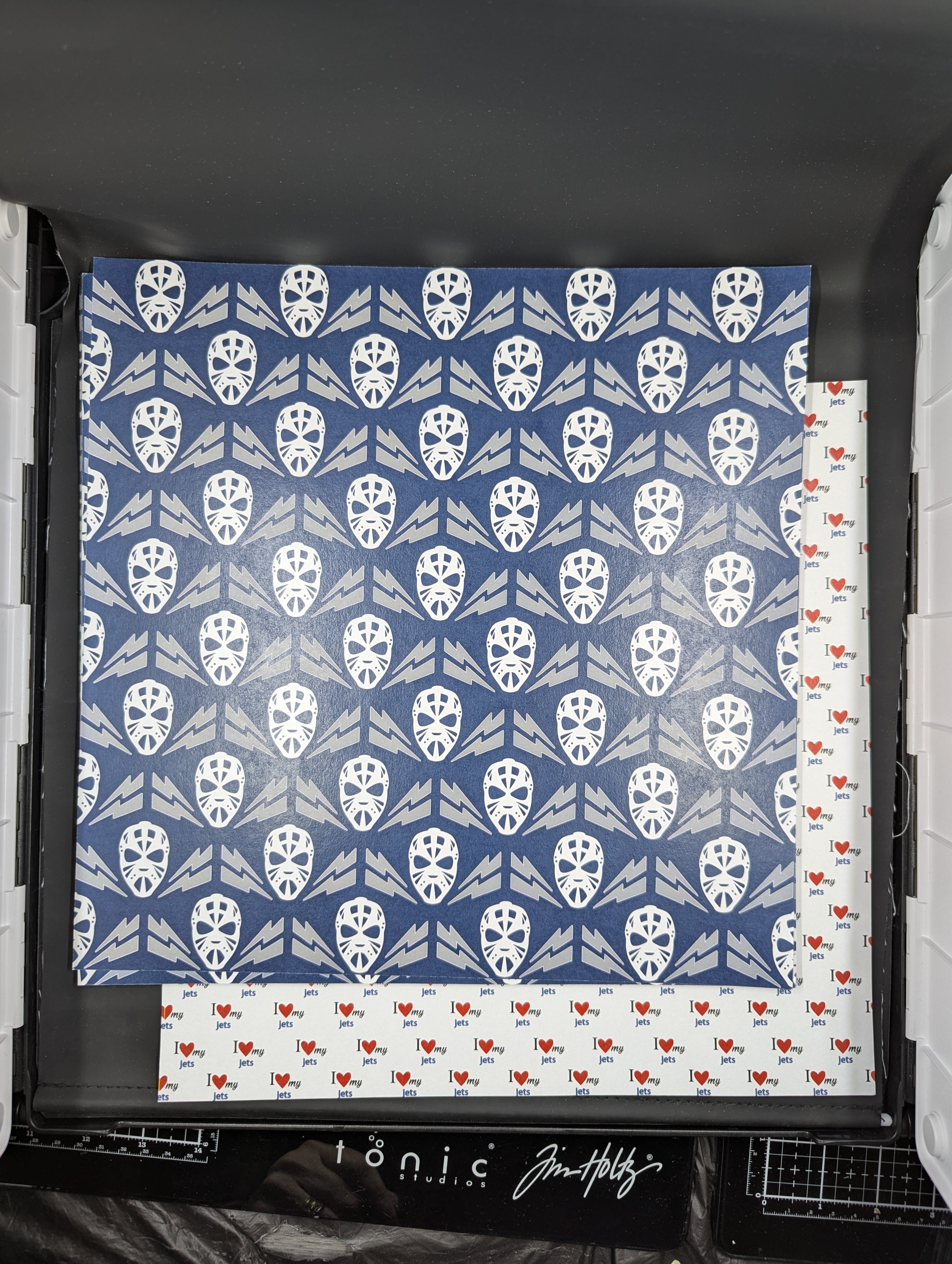 12x12 blue and white hockey masks – Scrapendipity Online